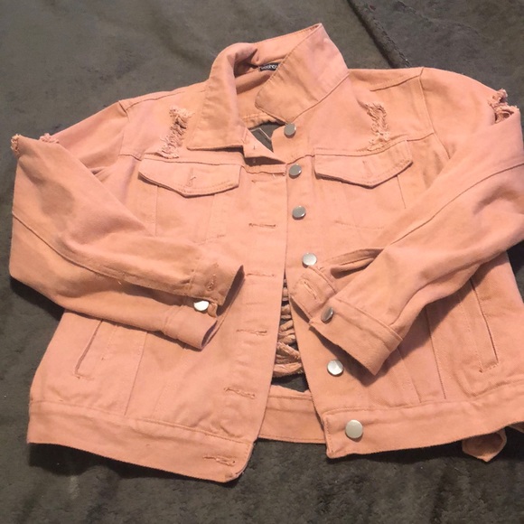 Boohoo | Jackets & Coats | Pink Distressed Jean Jacket | Poshmark